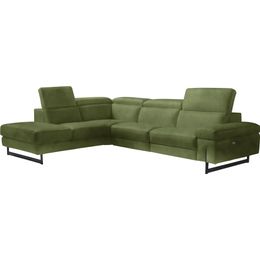Ecksofa Egoitaliano "Candice, elegant, edel und bequem, erstklassiger Sitzkomfort, L-Form", gr&uuml;n (kiwi), B:278cm H:100cm T:221cm, Sofas, Ecksofa, inkl. 2 elektrischer Relaxfunktionen, Bedienung &uuml;ber Taste an Armlehne