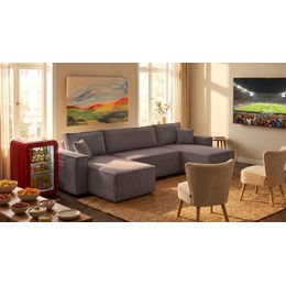 Wohnlandschaft OTTO HOME "CASSI L-Form, 311cm - OTTO. Verl&auml;ssliche Qualit&auml;t.", taupe, B:311cm H:79cm T:145cm, Sofas, Wohnlandschaft, Schlaffunktion (133/200), Bettkasten, Cord, Unser Tiefpreis