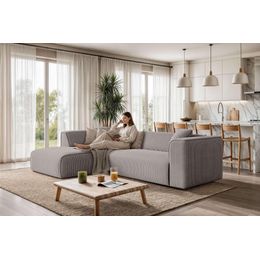Ecksofa OTTO HOME "Merid L-Form, Sofa-Fix, B: 254 cm - OTTO. Verl&auml;ssliche Qualit&auml;t.", taupe, B:254cm H:96cm T:160cm, 100% Polyester, Sofas, Ecksofa, Ottomane rechts/links, belastbar bis 460kg, nicht modulare Sofa