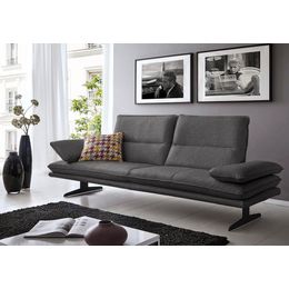 2,5-Sitzer W.Schillig "broadway, Designsofa mit tollem Sitzkomfort", grau (anthrazit s22), B:236cm H:94cm T:96cm, Flachgewebe S22 (100% Polyester), Sofas, Sitztiefenverstellung, Kopfteil- & Seitenteilverstellung, Breite 236cm