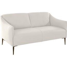 2-Sitzer W.Schillig "sally Design-Sofa, Loungsofa, bequem, schmale Armlehnen, Breite 154cm", wei&szlig; (wei&szlig; z59), B:154cm H:78cm T:84cm, Longlife Xtra-Leder Z59: Glattleder mit modischer Pr&auml;gung. Hautst&auml;rke 0, 9 - 1, 1 mm., Sofas, mit Metallf&uuml;&szlig;en in Bronze pulverbeschichtet, Breite 154 cm