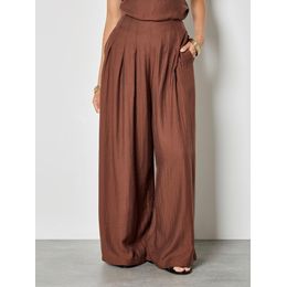 Palazzohose Apricot "Hose", Damen, Gr. XS (34), N-Gr, braun, gewebt, Obermaterial: 82% Viskose CV. 16% Polyamid PA. 2% Leinen LI., uni, Hosen Palazzohose, mit Plissee