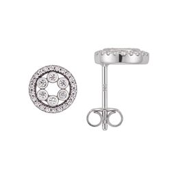 Paar Ohrstecker Jobo "Zirkonia-Ohrringe Kreis 9 mm", silber (silber 925, wei&szlig;), Ohrringe, Damen, 9,2mm, Silber 925 (Sterlingsilber), 925 Silber rhodiniert oder vergoldet