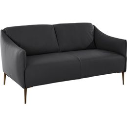 2-Sitzer W.Schillig "sally Design-Sofa, Loungsofa, bequem, schmale Armlehnen, Breite 154cm", schwarz (schwarz z59), B:154cm H:78cm T:84cm, Longlife Xtra-Leder Z59: Glattleder mit modischer Pr&auml;gung. Hautst&auml;rke 0, 9 - 1, 1 mm., Sofas, mit Metallf&uuml;&szlig;en in Bronze pulverbeschichtet, Breite 154 cm