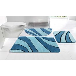 Badematte OTTO HOME "Anna, Badvorleger, Badezimmer Teppich" Gr. 12, petrol, t&uuml;rkis, H:16mm, Polyester, Badematten, Badematte, Badteppich, Hoch Tief Effekt, Modern, Weich, Wellen