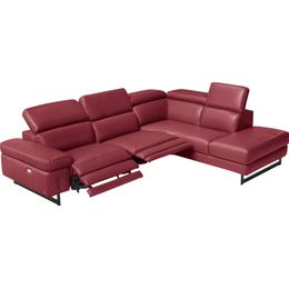 Ecksofa Egoitaliano "Candice, elegant, edel und bequem, erstklassiger Sitzkomfort, L-Form", rot (kirschrot), B:278cm H:100cm T:221cm, Leder &raquo;BULL&laquo; (echtes Rindsleder). Geschliffenes, pigmentiertes und behandeltes Rindsleder mit einer Dicke von 1, 3-1, 5 mm. Dieses Leder zeigt eine ziemlich weiche Hand mit einem halb undurchsichtigen Aussehen. Es handelt sich um ein gesch&uuml;tztes Leder. Eine leichte 
