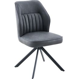 4-Fu&szlig;stuhl Hela "PRIZZI", anthrazit, schwarz, schwarz, anthrazit, B:51cm H:92cm T:64cm, Metall, Polyester, Stoff, St&uuml;hle, 4-Fu&szlig;, 360 drehbar, Gestell oval, gepolstert, Lederoptik