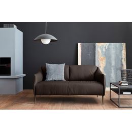 2-Sitzer W.Schillig "sally Design-Sofa, Loungsofa, bequem, schmale Armlehnen, Breite 154cm", braun (braun z59), B:154cm H:78cm T:84cm, Longlife Xtra-Leder Z59: Glattleder mit modischer Pr&auml;gung. Hautst&auml;rke 0, 9 - 1, 1 mm., Sofas, mit Metallf&uuml;&szlig;en in Bronze pulverbeschichtet, Breite 154 cm