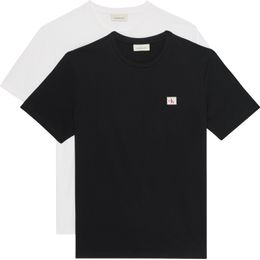 T-Shirt Calvin Klein Jeans "SS BADGE TEE 2 PACK", Herren, Gr. XL, wei&szlig; (schwarz, hellwei&szlig;), Single Jersey, Obermaterial: 100% Baumwolle, unifarben, klassisch normal, Rundhals, eingesetzt abgesteppte Kante, Shirts T-Shirt, Mit Rundhalsausschnitt