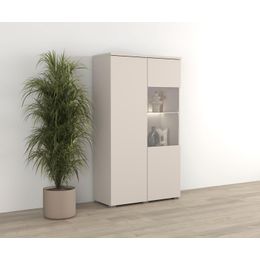 Vitrine OTTO HOME "Modo, Breite 80 cm, moderner griffloser Vitrineschrank", kaschmir, kaschmir, B:80cm H:140cm T:34,5cm, FSC-zertifizierter Holzwerkstoff, Glas, Melamin, Metall, Schr&auml;nke, Vitrine, Vitrine mit viel Stauraum, Einlegeb&ouml;den verstellbar, Glast&uuml;r
