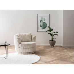 Drehsessel Home Affaire "MAISIE, Lese-Sessel, Love Seat", beige (hellbeige), B:95cm H:77cm T:95cm, Sessel, Drehsessel, trendige Stoffe MEGA CORD und Web-Velours, 360 Grad drehbar