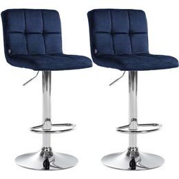 CLP Barhocker 2er Set h&ouml;henverstellbar mit Lehne Peru, Barst&uuml;hle gepolstert Samtbezug, Tresenst&uuml;hle mit Metallgestell drehbar