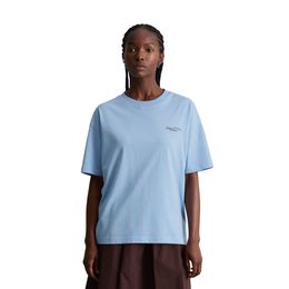 Marc O'Polo T-Shirt MARC O'POLO DENIM "aus Organic Cotton", Damen, Gr. L, blau (medium blau 4840), Obermaterial: 100% Baumwolle, unifarben, Basic, relaxed fit, Rundhals, Shirts T-Shirt