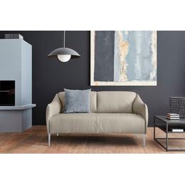 2-Sitzer W.Schillig "sally Design-Sofa, Loungesofa, bequem, schmale Armlehnen, Breite 154cm", grau (eisgrau z59), B:154cm H:78cm T:84cm, Longlife Xtra-Leder Z59: Glattleder mit modischer Pr&auml;gung. Hautst&auml;rke 0, 9 - 1, 1 mm., Sofas, mit Metallf&uuml;&szlig;en in Silber matt, Breite 154 cm