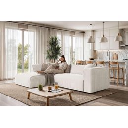 Ecksofa OTTO HOME "Merid L-Form, Sofa-Fix, B: 254 cm - OTTO. Verl&auml;ssliche Qualit&auml;t.", creme, B:254cm H:96cm T:160cm, 100% Polyester, Sofas, Ecksofa, Ottomane rechts/links, belastbar bis 460kg, nicht modulare Sofa