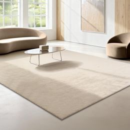 Teppich the carpet "kuschelig & Super Soft, Anti-Rutsch Unterseite", beige, B:240cm H:16mm L:240cm, Polyester, Teppiche, Teppich, Waschbar bis 30 Grad, Felloptik, Wohnzimmer Teppich, Kundenliebling