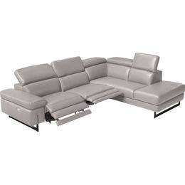 Ecksofa Egoitaliano "Candice, elegant, edel und bequem, erstklassiger Sitzkomfort, L-Form", grau (stone), B:278cm H:100cm T:221cm, Leder &raquo;BULL&laquo; (echtes Rindsleder). Geschliffenes, pigmentiertes und behandeltes Rindsleder mit einer Dicke von 1, 3-1, 5 mm. Dieses Leder zeigt eine ziemlich weiche Hand mit einem halb undurchsichtigen Aussehen. Es handelt sich um ein gesch&uuml;tztes Leder. Eine leichte Dec