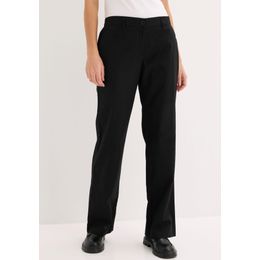 Leinenhose bonprix, Damen, Gr. 40, N-Gr, schwarz, Leinenmischung, Obermaterial: 55% Leinen, 45% Baumwolle, unifarben, festlich, loose fit lang, Hosen, aus Leinen-Baumwoll-Mix, Loose Fit, komfortable Leibh&ouml;he