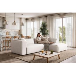 Ecksofa OTTO HOME "Merid L-Form, Sofa-Fix, B: 254 cm - OTTO. Verl&auml;ssliche Qualit&auml;t.", creme, B:254cm H:96cm T:160cm, 100% Polyester, Sofas, Ecksofa, Ottomane rechts/links, belastbar bis 460kg, nicht modulare Sofa