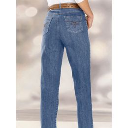 5-Pocket-Jeans Casual Looks, Damen, Gr. 18, Kurzgr&ouml;&szlig;en, blau (blau, bleached), 78% Baumwolle, 20% Polyester, 2% Elasthan, unifarben, lang, Jeans 5-Pocket-Jeans, Topseller