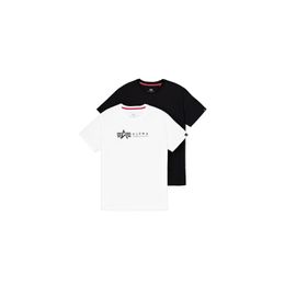 T-Shirt Alpha Industries "Alpha Label T-Shirt 2 Pack", Herren, Gr. L, schwarz-wei&szlig; (schwarz, wei&szlig;), Obermaterial: 100% Baumwolle, Shirts T-Shirt