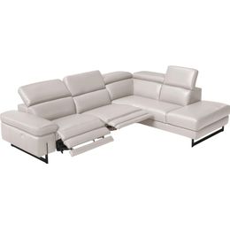 Ecksofa Egoitaliano "Candice, elegant, edel und bequem, erstklassiger Sitzkomfort, L-Form", wei&szlig;, B:278cm H:100cm T:221cm, Leder &raquo;BULL&laquo; (echtes Rindsleder). Geschliffenes, pigmentiertes und behandeltes Rindsleder mit einer Dicke von 1, 3-1, 5 mm. Dieses Leder zeigt eine ziemlich weiche Hand mit einem halb undurchsichtigen Aussehen. Es handelt sich um ein gesch&uuml;tztes Leder. Eine leichte Deckschicht