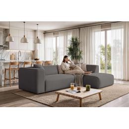 Ecksofa OTTO HOME "Merid L-Form, Sofa-Fix, B: 254 cm - OTTO. Verl&auml;ssliche Qualit&auml;t.", dunkelgrau, B:254cm H:96cm T:160cm, 100% Polyester, Sofas, Ecksofa, Ottomane rechts/links, belastbar bis 460kg, nicht modulare Sofa