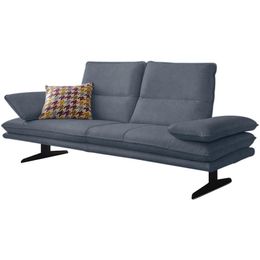 2,5-Sitzer W.Schillig "broadway, Designsofa mit tollem Sitzkomfort", blau (blau z69), B:236cm H:94cm T:96cm, Longlife Xtra-Leder Z69: Das feinnarbige, gedeckte Softleder Z69 besticht durch seine au&szlig;ergew&ouml;hnliche Weichheit im trendigen &raquo;Vintage-Look&laquo;, Hautst&auml;rke 0, 9 - 1, 1 mm, Sofas, Sitztiefenverstellung, Kopfteil- & Seitenteilverstellung, Breite 236cm