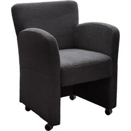 Sessel exxpo - SOFA FASHION "Intenso, Loungesessel, modern", grau (anthrazith), B:66cm H:83cm T:66cm, NaturLeder;Strukturstoff (Zusammensetzung: Polyester 100%);Luxus-Microfaser (Zusammensetzung: Aufgeflockte 100% Polyester Schicht mit Pr&auml;gung);Cord (Zusammensetzung: Polyester 100%), Sessel, Sessel, hohe Bodenfreiheit, frei im Raum stellbar, hoher Sitzkomfort
