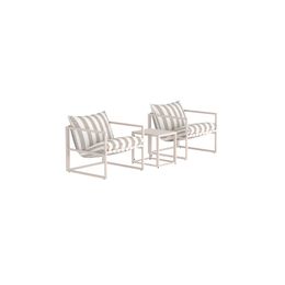 Gartenlounge-Set VENTURE HOME "Messina, gro&szlig;z&uuml;giges Outdoor-Set f&uuml;r hohen Sitzkomfort", beige, beige und wei&szlig;, beige, B:75cm H:61cm T:75cm, Glas, Polyester, Stahl, Sitzm&ouml;bel-Sets, Loungem&ouml;bel mit Stoffbezug, angenehm, weich