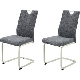 Freischwinger Hela "TIVOLI", grau (dunkelgrau, perlwei&szlig;, perlwei&szlig;, dunkelgrau), B:43,5cm H:97cm T:60,5cm, Metall, Polyester, Stoff, St&uuml;hle, Freischwinger, Freischwinger, Gestell Perlwei&szlig;, mit Griff, 140kg belastbar