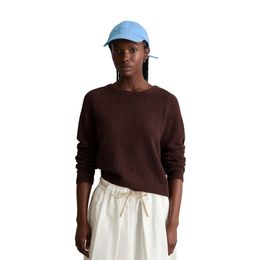 Marc O'Polo Strickpullover MARC O'POLO DENIM "aus weichem Organic Cotton-Mix", Damen, Gr. L, burnt aubergine, Obermaterial: 82% Baumwolle, 18% Polyamid, unifarben, Rundhals, Pullover Strickpullover