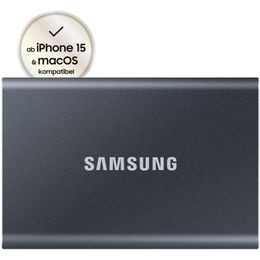 Samsung SSD-Festplatte "Portable SSD T7", grau, 2 TB, Schreibgeschwindigkeitmaximal 1000 MB/s Lesegeschwindigkeitmaximal 1050 MB/s, Festplatten