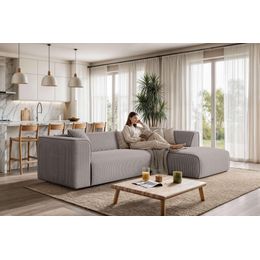 Ecksofa OTTO HOME "Merid L-Form, Sofa-Fix, B: 254 cm - OTTO. Verl&auml;ssliche Qualit&auml;t.", taupe, B:254cm H:96cm T:160cm, 100% Polyester, Sofas, Ecksofa, Ottomane rechts/links, belastbar bis 460kg, nicht modulare Sofa