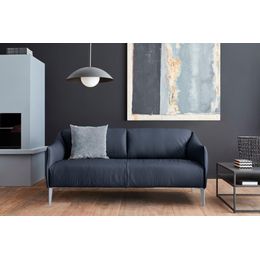 2,5-Sitzer W.Schillig "sally Design-Sofa, Loungesofa, bequem, schmale Armlehnen, Breite 194cm", blau (blau z59), B:194cm H:78cm T:84cm, Longlife Xtra-Leder Z59: Glattleder mit modischer Pr&auml;gung. Hautst&auml;rke 0, 9 - 1, 1 mm., Sofas, mit Metall-Winkelf&uuml;&szlig;en in Silber matt, Breite 194 cm