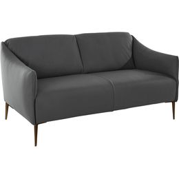 2-Sitzer W.Schillig "sally Design-Sofa, Loungsofa, bequem, schmale Armlehnen, Breite 154cm", grau (graphit z59), B:154cm H:78cm T:84cm, Longlife Xtra-Leder Z59: Glattleder mit modischer Pr&auml;gung. Hautst&auml;rke 0, 9 - 1, 1 mm., Sofas, mit Metallf&uuml;&szlig;en in Bronze pulverbeschichtet, Breite 154 cm