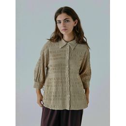 Blusentop NORR "NORR Shirt Clarra", Damen, Gr. 36, warm beige, Obermaterial: 82% Viskose, 17% Polyamid, 1% Elasthan, Blusen Blusentop
