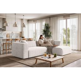 Ecksofa OTTO HOME "Merid L-Form, Sofa-Fix, B: 254 cm - OTTO. Verl&auml;ssliche Qualit&auml;t.", beige, B:254cm H:96cm T:160cm, 100% Polyester, Sofas, Ecksofa, Ottomane rechts/links, belastbar bis 460kg, nicht modulare Sofa