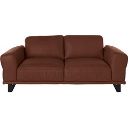 2-Sitzer W.Schillig "montanaa Designsofa mit erstklassigem Sitzkomfort, Federkern", braun (tobacco z69), B:192cm H:78cm T:94cm, Sofas, mit Metallkufen in Schwarz pulverbeschichtet, Breite 192 cm