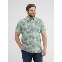 Poloshirt Lerros "Poloshirt mit Print und Flachstrickkragen, gro&szlig;e Gr&ouml;&szlig;en", Herren, Gr. 4XL, bay gr&uuml;n, 100% Baumwolle, ohne Ausschnitt, Shirts