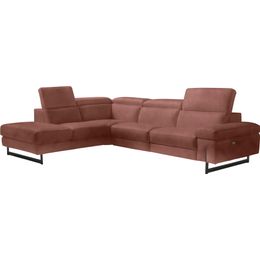 Ecksofa Egoitaliano "Candice, elegant, edel und bequem, erstklassiger Sitzkomfort, L-Form", braun (cedar wood), B:278cm H:100cm T:221cm, Sofas, Ecksofa, inkl. 2 elektrischer Relaxfunktionen, Bedienung &uuml;ber Taste an Armlehne