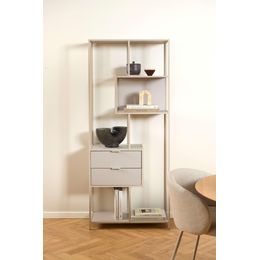 Regal ACTONA GROUP "Seaford, Standregal, Regal, Raumteiler", natur, B:77cm H:185cm T:35cm, Stahl, Regale, Regal, schwarzer Stahlrahmen, 2 Schubladen, Wendemodul, Breite 77 cm