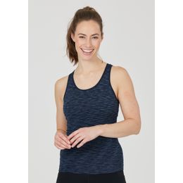Tanktop Endurance "Crina", Damen, Gr. L/XL, blau (dunkelblau, meliert), 68% Polyester, 22% Polyamid, 10% Elasthan, unifarben, normal, Rundhals, Tops Tanktop, mit nahtloser Verarbeitung