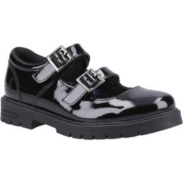 Hush Puppies Ella Patent Senior M&auml;dchenschuhe Aus Schwarzem Leder