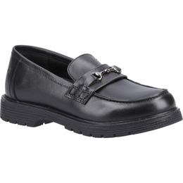 Hush Puppies Lydia Senior M&auml;dchenschwarze Slipper Aus Leder
