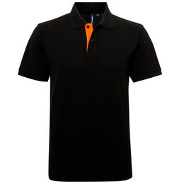 Asquith & Fox Herren Classic Fit Kontrast-Poloshirt (Schwarz/Orange)