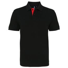 Asquith & Fox Herren Classic Fit Kontrast-Poloshirt (Schwarz/Rot)