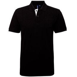 Asquith & Fox Herren Classic Fit Kontrast-Poloshirt (Schwarz/Wei&szlig;)
