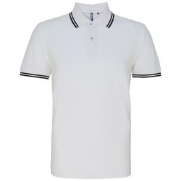 Asquith & Fox Herren Classic Fit Tipped Polo Shirt (Wei&szlig;/Schwarz)