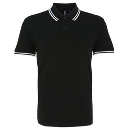 Asquith & Fox Herren Classic Fit Tipped Polo Shirt (Schwarz/Wei&szlig;)